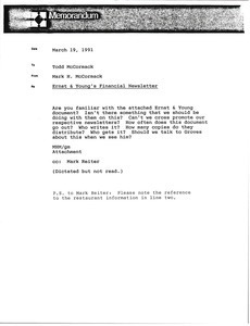 Memorandum from Mark H. McCormack to Todd McCormack - Digital Commonwealth