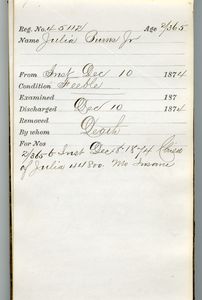 Tewksbury Almshouse Intake Record: Burns, Julia Jr. - Digital Commonwealth