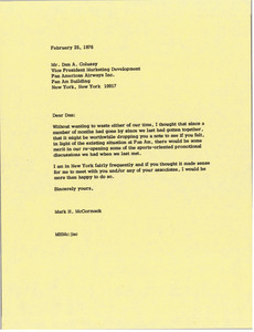 Letter from Mark H. McCormack to Dan A. Colussy - Digital Commonwealth