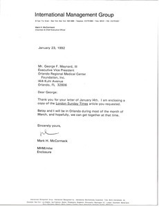 Letter from Mark H. McCormack to George F. Maynard, III - Digital ...