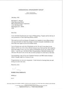 Letter from Mark H. McCormack to Daniel F. Akerson - Digital Commonwealth