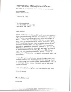 Letter from Mark H. McCormack to Mandy Moross - Digital Commonwealth