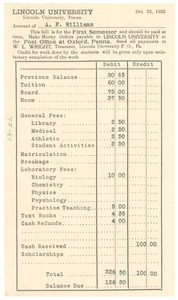 Invoice from Lincoln University - Digital Commonwealth