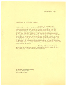 Memorandum from W. E. B. Du Bois to Rufus E. Clement - Digital Commonwealth