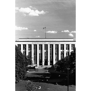 Students in the quadrangle in front of Ell Hall, from Huntington Avenue ...