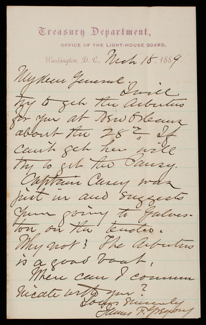 James Gregory to Thomas Lincoln Casey, March 18, 1889 - Digital ...