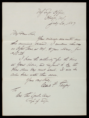 Captain C. F. Palfrey to Thomas Lincoln Casey, July 30, 1887 - Digital ...