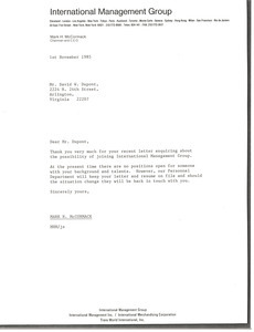 Letter from Mark H. McCormack to David W. Dupont - Digital Commonwealth