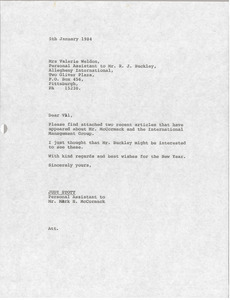 Letter from Judy Stott to Valerie Weldon - Digital Commonwealth