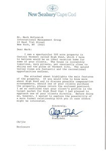 Letter from Christopher Burden to Mark H. McCormack - Digital Commonwealth
