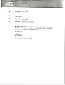 Memorandum from Mark H. McCormack to Todd McCormack - Digital Commonwealth