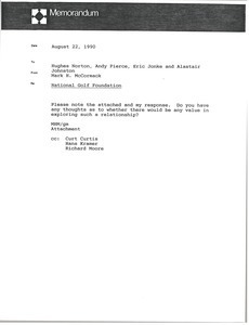 Memorandum from Mark H. McCormack to Hughes Norton, Andy Pierce, Eric ...