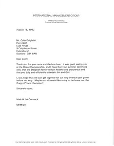 Letter from Mark H. McCormack to Colin Dalgleish - Digital Commonwealth