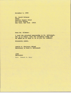 Letter from Judy A. Chilcote to David Gilmour - Digital Commonwealth