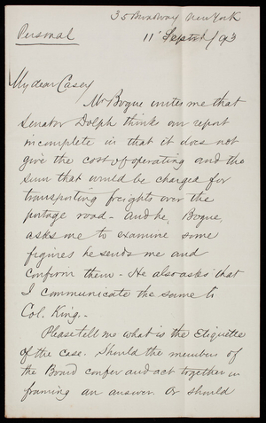 W. R. Hutton to Thomas Lincoln Casey, September 11, 1893 - Digital ...