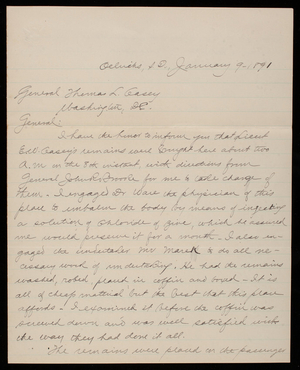 Capt. F. B. Jones To Thomas Lincoln Casey, January 9, 1891 - Digital ...