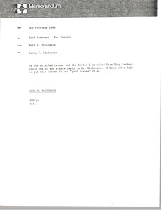 Memorandum from Mark H. McCormack to Rick Isaacson and Bud Stanner ...