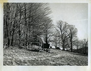 Tom Fels's cabin under construction, Montague Farm Commune - Digital ...