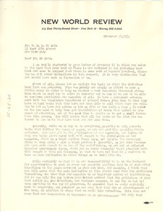 Letter from New World Review to W. E. B. Du Bois - Digital Commonwealth