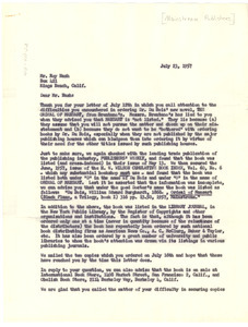 Letter from Masses and Mainstream to Roy Nash - Digital Commonwealth