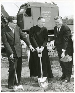 McHugh Forum exterior: groundbreaking, Michael P. Walsh with a shovel ...