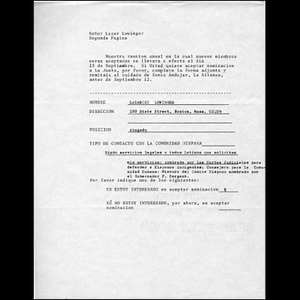 Lazaro Lowinger board acceptance form. - Digital Commonwealth