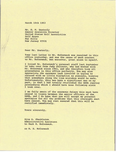 Letter from Rita M. Shackleton to H. W. Easterly - Digital Commonwealth