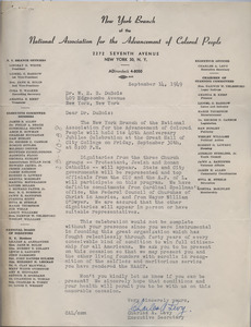 Letter from NAACP New York Branch to W. E. B. Du Bois - Digital ...