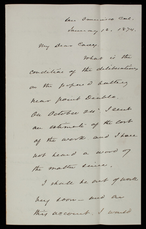 Colonel [George H.] Mendell to Thomas Lincoln Casey, January 13, 1873 ...