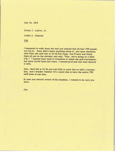 Memorandum from Judy A. Chilcote to Arthur J. Lafave - Digital Commonwealth
