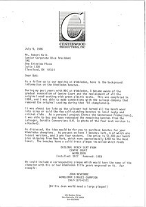 Letter from Bob Basche to Robert Kain - Digital Commonwealth