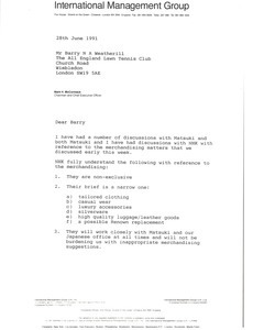Letter from Mark H. McCormack to Barry N. A. Weatherill - Digital ...