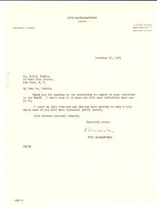 Letter from Vito Marcantonio to W. E. B. Du Bois - Digital Commonwealth
