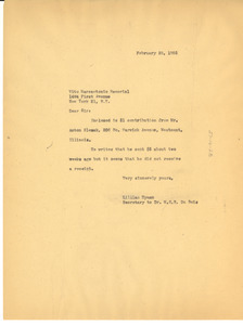 Letter from Lillian Hyman to Vito Marcantonio Memorial - Digital ...
