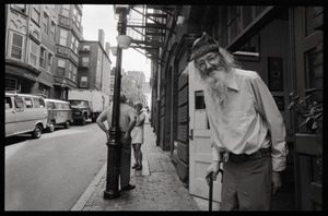 Prescott Townsend exiting a building on Beacon Hill - Digital Commonwealth