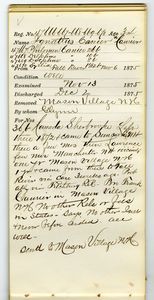 Tewksbury Almshouse Intake Record: Carrier, Delphine - Digital Commonwealth