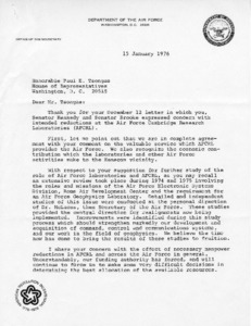 Letter from J. W. Plummer to Paul E. Tsongas - Digital Commonwealth