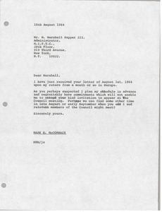Letter from Mark H. McCormack to M. Marshall Happer III - Digital ...